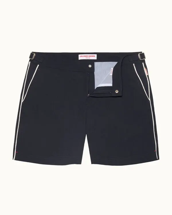 Orlebar Brown Bulldog Fine Piping Mid-length Swim Shorts - Blue