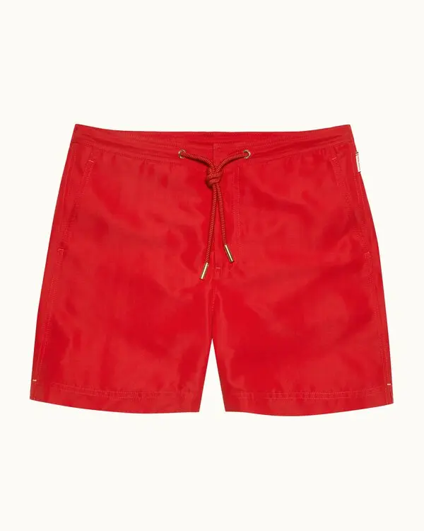 Orlebar Brown Bulldog Mid-length Drawcord Swim Shorts - Red