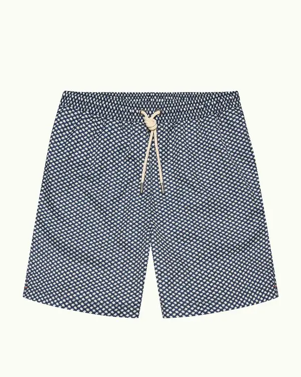 Orlebar Brown Relaxed Fit Drawcord Swim Shorts With Exclusive Print - Blue