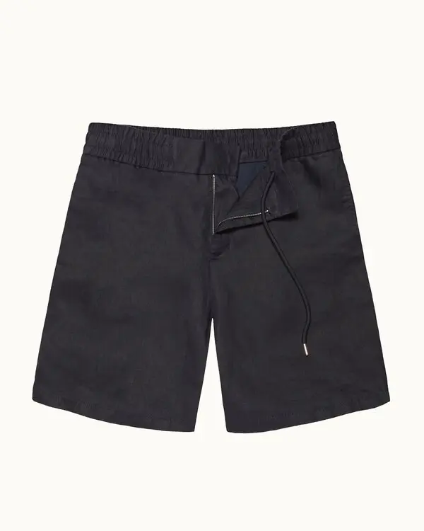 Orlebar Brown Easy Tailored Fit Washed Linen Shorts In Night Iris