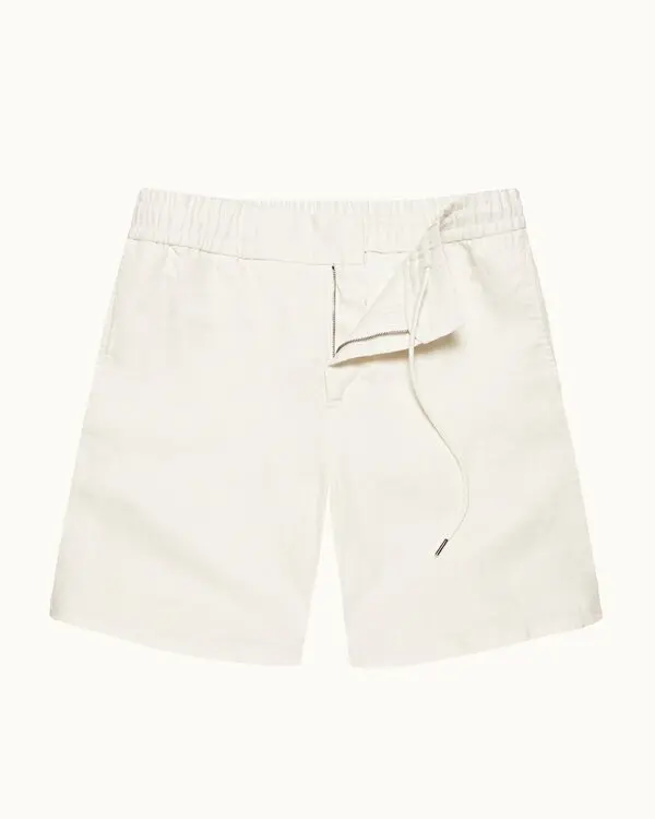 Orlebar Brown Tailored Fit Washed Linen Drawcord Shorts - Beige