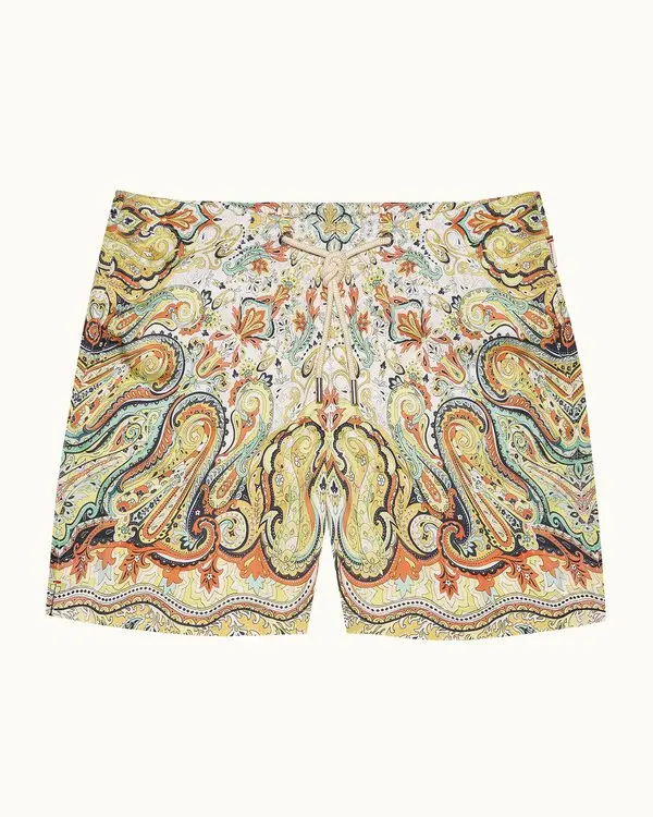 Orlebar Brown Mid-length Classic Fit Drawcord Swim Shorts With Fairground Print - Multi/vermillion
