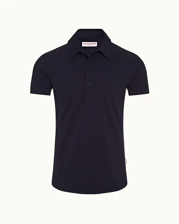 Orlebar Brown Navy Tailored Fit Pique Polo Shirt - Blue