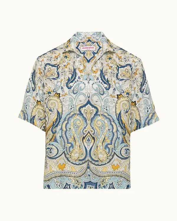 Orlebar Brown Relaxed Fit Overhead Linen Shirt With Fairground Print - Multi/blue