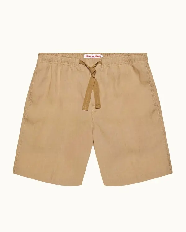 Orlebar Brown Relaxed Fit Italian Linen Drawcord Shorts In Colour - Biscuit