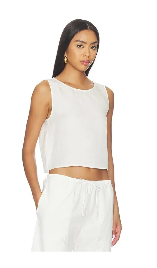 LESET Daniel Crop Sleeveless Crew In White