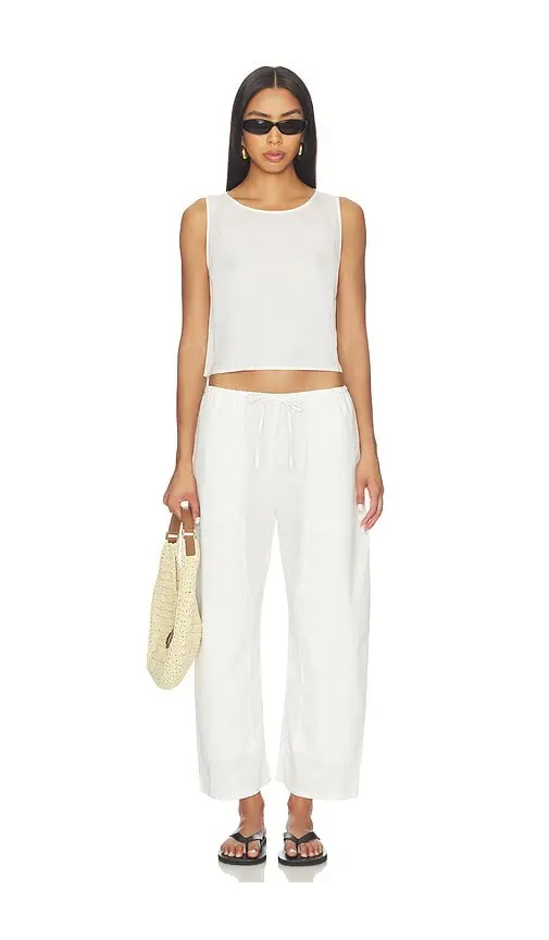 LESET Daniel Crop Sleeveless Crew In White