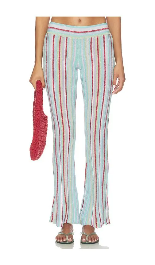 ASTA RESORT Maribel Pant In Green - Multi Stripe
