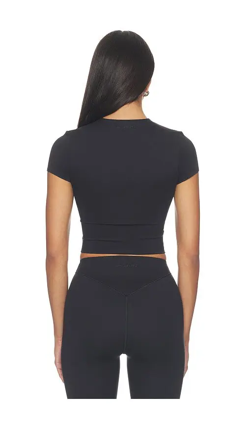 NIKESKIMS Matte Corset Crop Top In Black