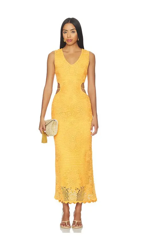 Simkhai Lyla Crochet Midi Dress In Yellow