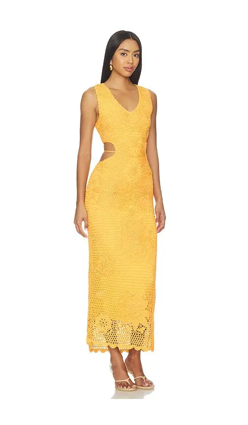 Simkhai Lyla Crochet Midi Dress In Yellow