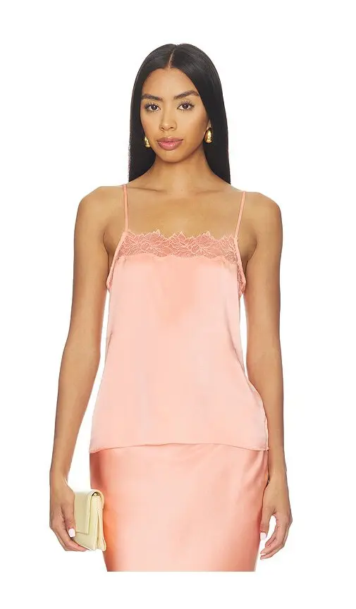 Sablyn Haya Lace Trim Square Neck Cami In Pink - Sherbert