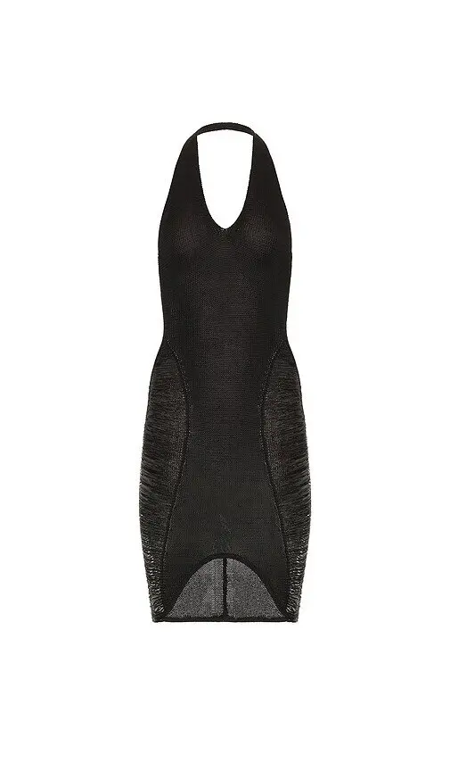 HAELO Halter Knit Fringe Mini Dress
