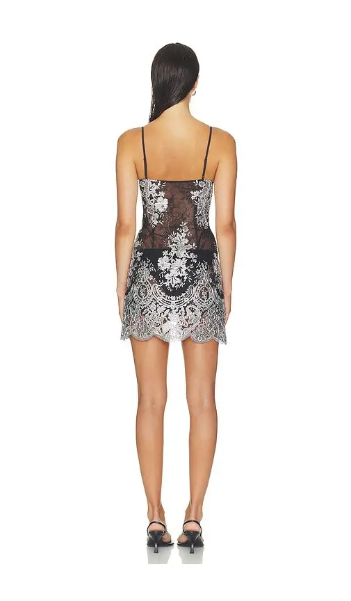 HAELO Metallic Lace Slip Dress