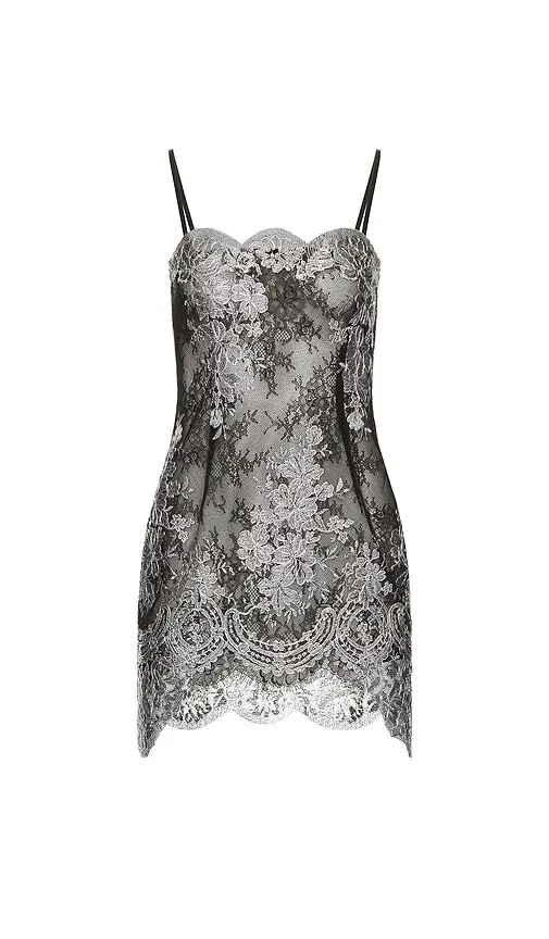 HAELO Metallic Lace Slip Dress