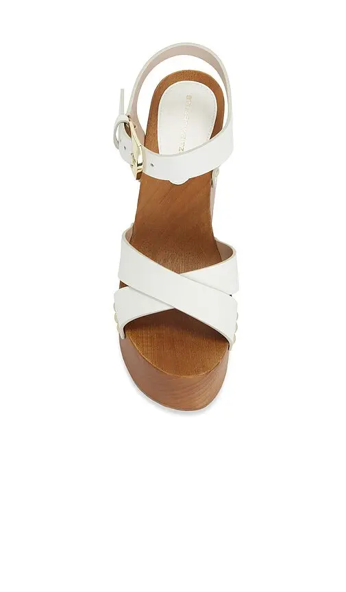 STUART WEITZMAN Wedge Clog Sandal With Gold Tone Hardware