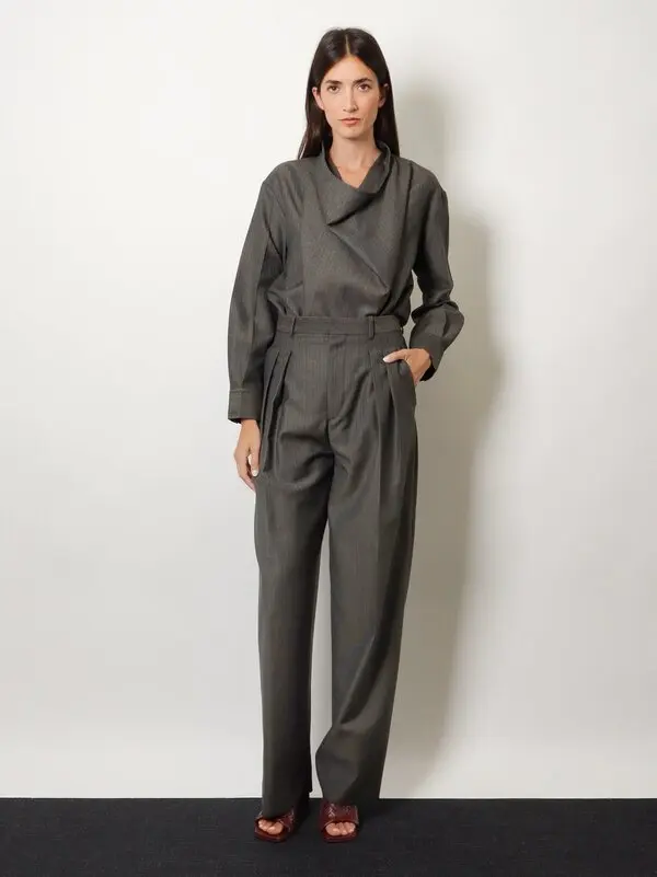 Bottega Veneta Wool And Mohair Striped Shirt - Grey