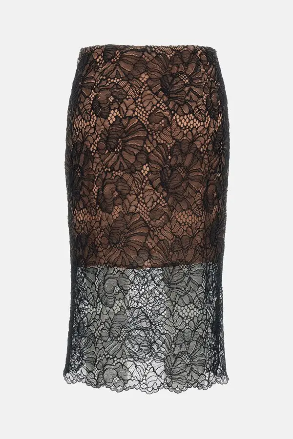 ROTATE BY BIRGER CHRISTENSEN Lace Pencil Midi Skirt