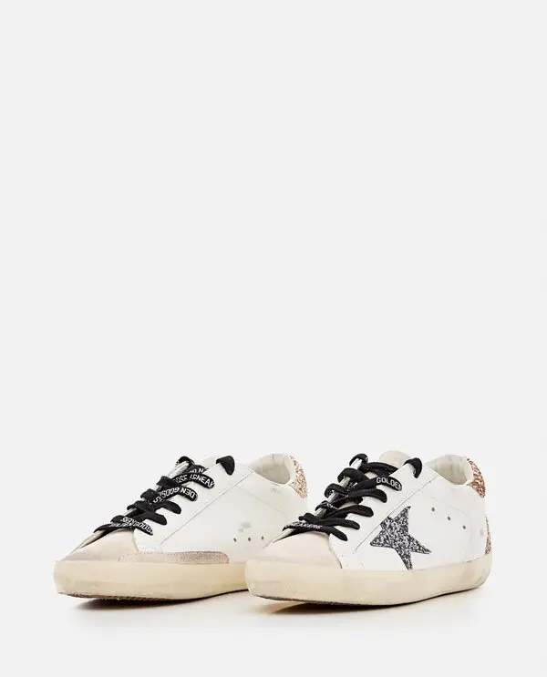GOLDEN GOOSE Super Star Sneakers In Leather And Glitter