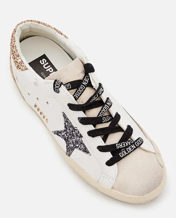 GOLDEN GOOSE Super Star Sneakers In Leather And Glitter