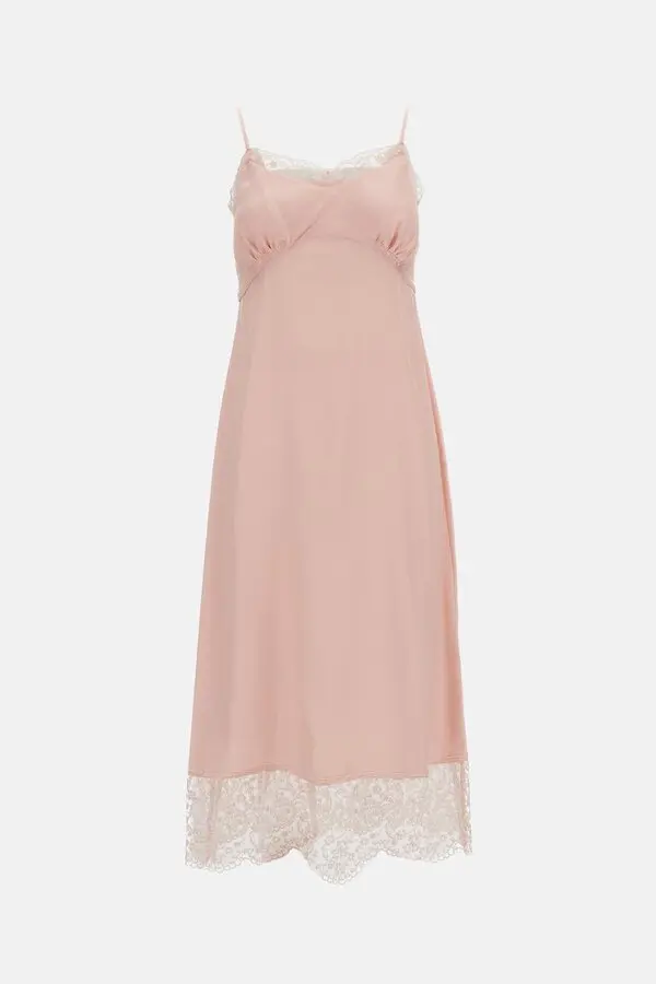 Simone Rocha Lace Trim Midi Slip Dress - Rose