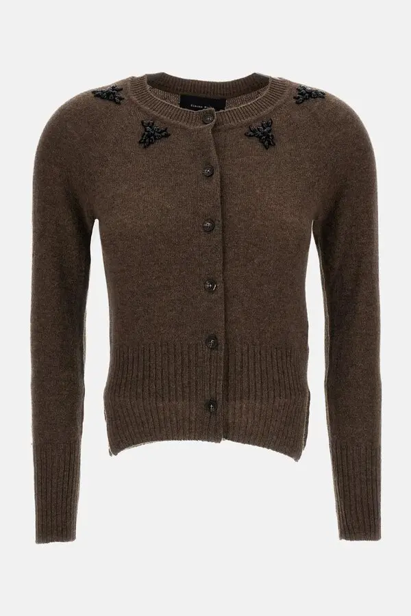 Simone Rocha Cropped Embellished Cardigan - Beige