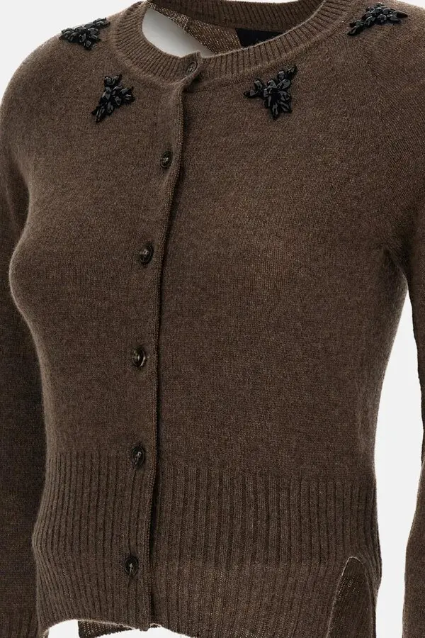 Simone Rocha Cropped Embellished Cardigan - Beige