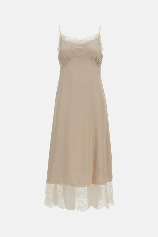 Simone Rocha Lace Trim Midi Slip Dress - Beige