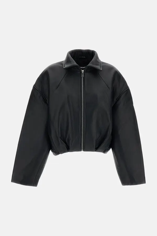 ROTATE BY BIRGER CHRISTENSEN Boxy Leather Jacket - Nero