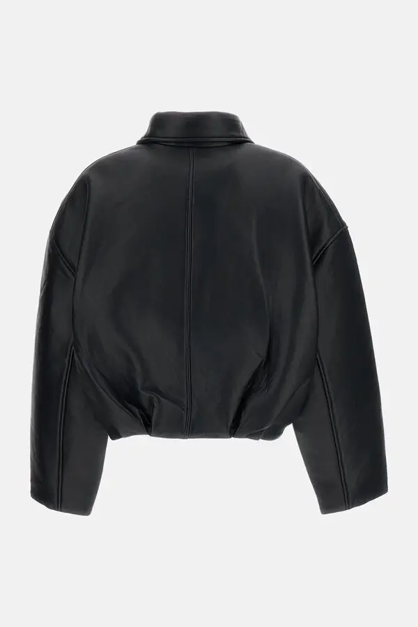 ROTATE BY BIRGER CHRISTENSEN Boxy Leather Jacket - Nero