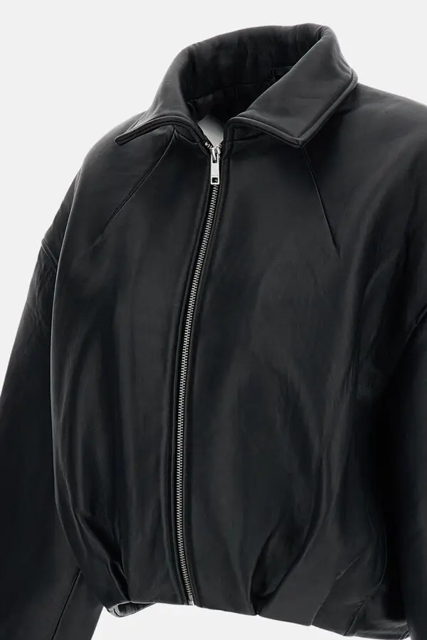 ROTATE BY BIRGER CHRISTENSEN Boxy Leather Jacket - Nero