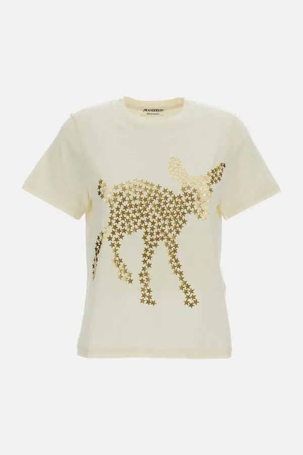 JW Anderson Animal Stars" Graphic T-shirt - Beige