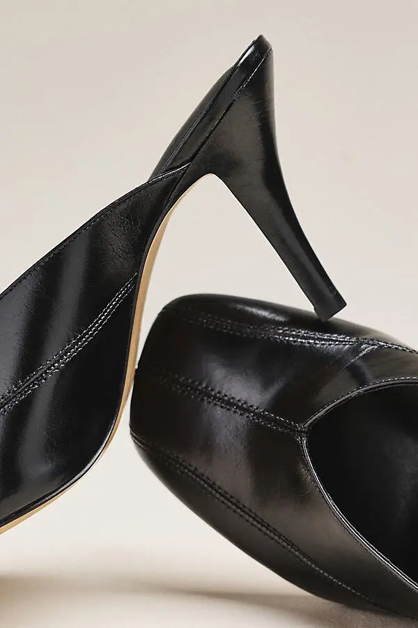 Maeve Square-toe Mule Heels - Black