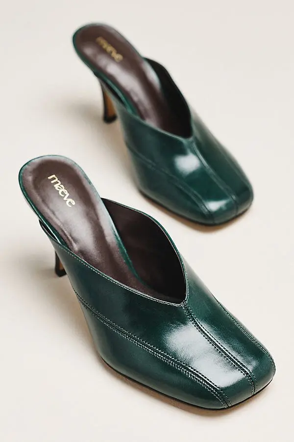 Maeve Square-toe Mule Heels - Green