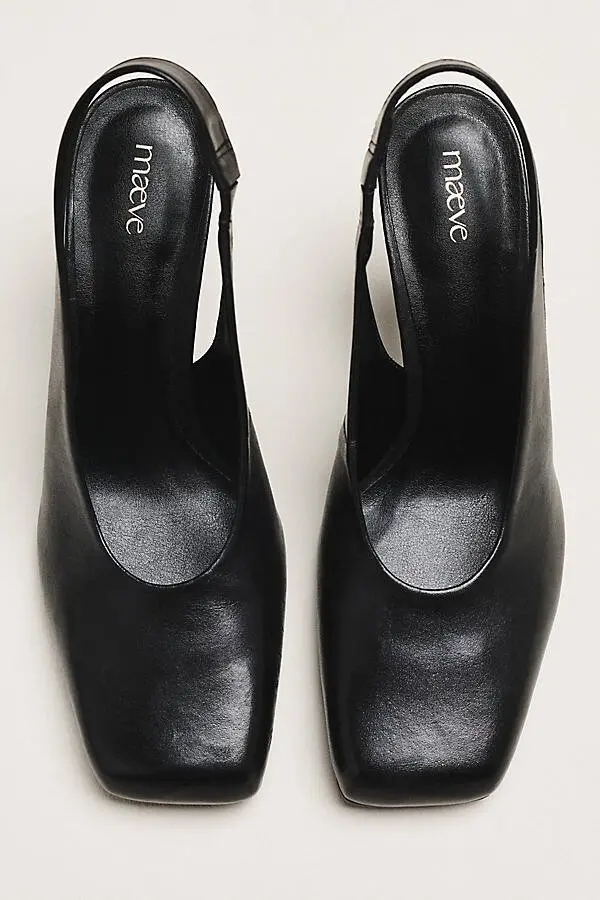 Maeve Square-toe Slgback Pumps - Black