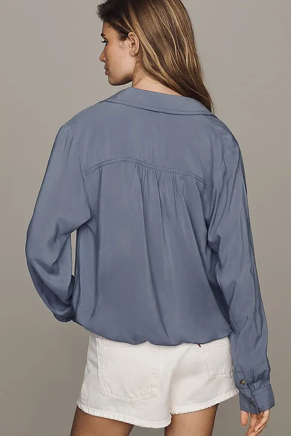 PILCRO Cowl-neck Long-sleeve Blouse - Folkstone Grey