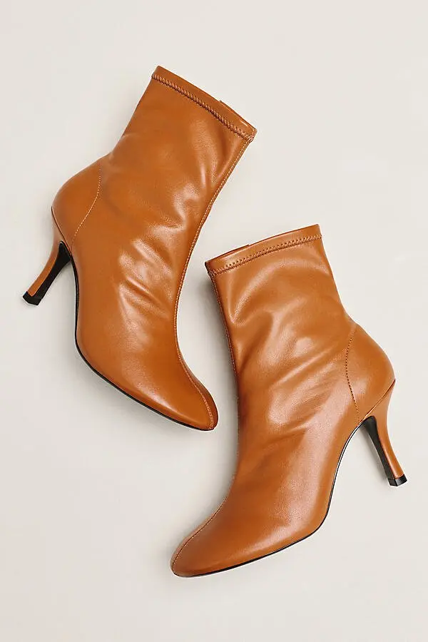 Maeve Round-toe Sock Boots - Tan