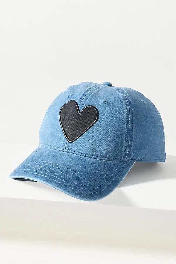 KERRI ROSENTHAL Denim Heart Baseball Cap - Denim Black Heart
