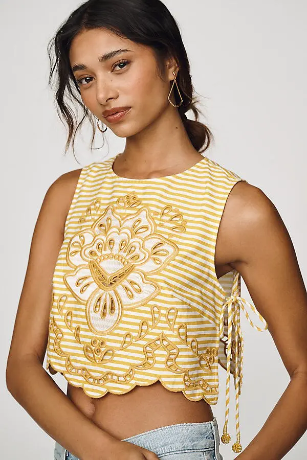 Farm Rio Richilieur Embroidered Tank Top