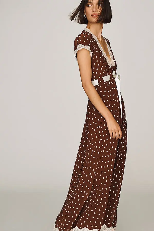 Rixo Marlice Silk Polka Dot Maxi Dress