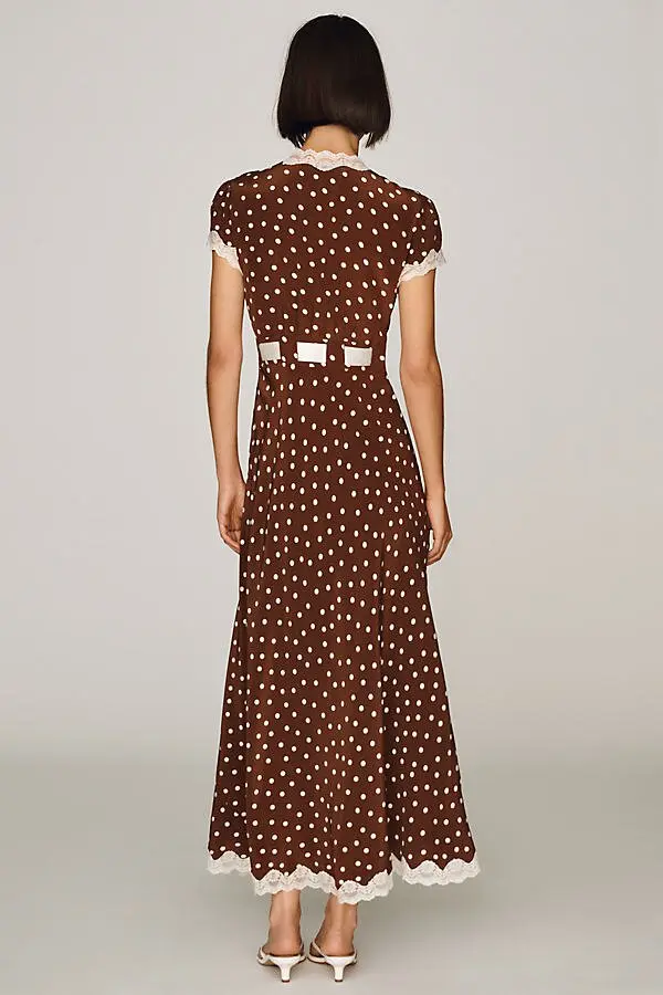 Rixo Marlice Silk Polka Dot Maxi Dress