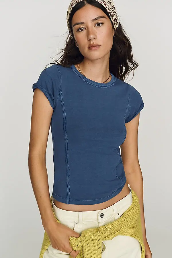 PILCRO Cotton Slim Sporty Tee - True Blue
