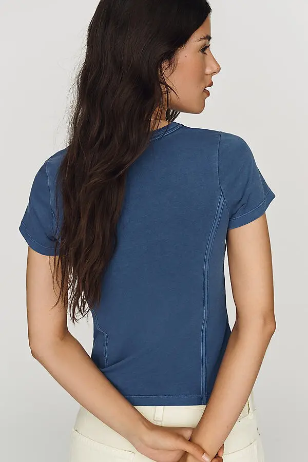 PILCRO Cotton Slim Sporty Tee - True Blue