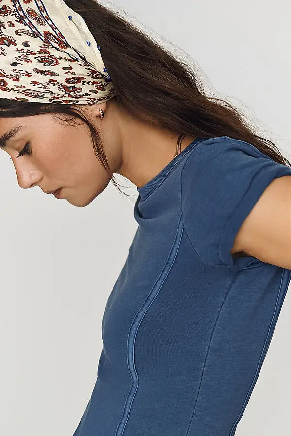 PILCRO Cotton Slim Sporty Tee - True Blue