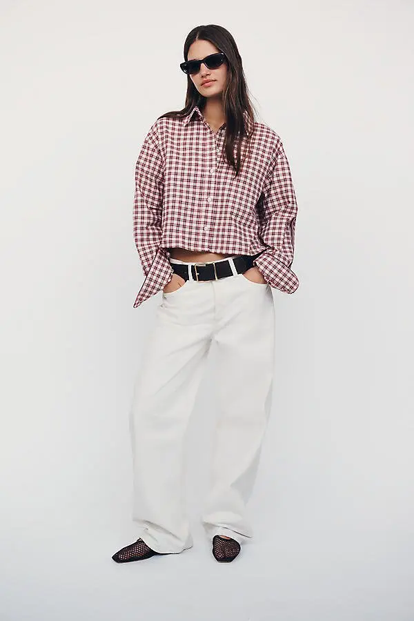 EB DENIM Mid-rise Baggy Wide-leg Jeans - White