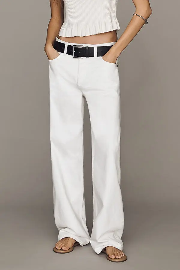 EB DENIM Mid-rise Baggy Wide-leg Jeans - White