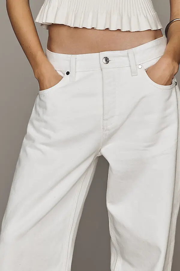 EB DENIM Mid-rise Baggy Wide-leg Jeans - White