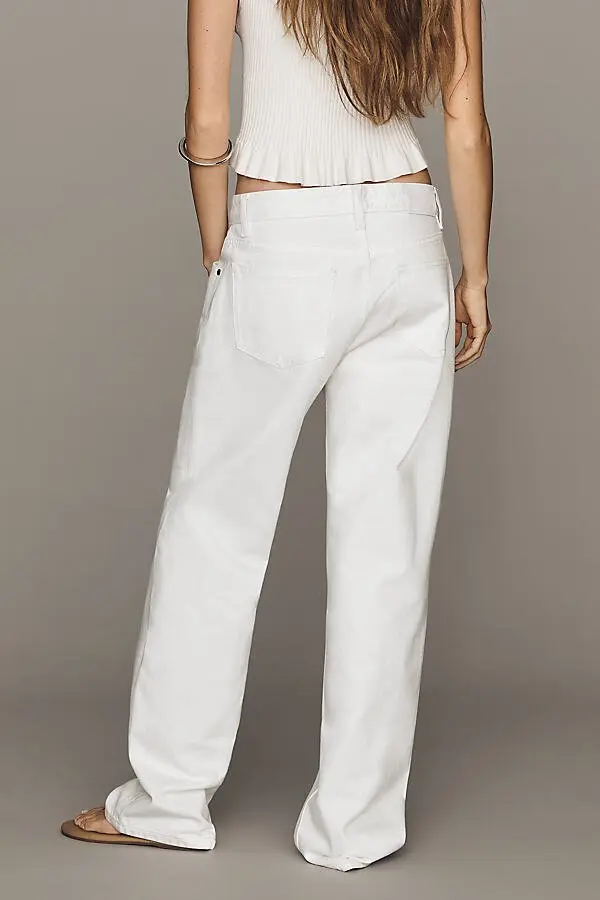EB DENIM Mid-rise Baggy Wide-leg Jeans - White