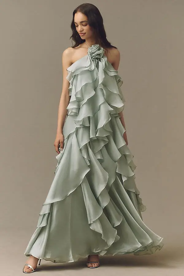 Mac Duggal Trapeze Halter Gown - Mint