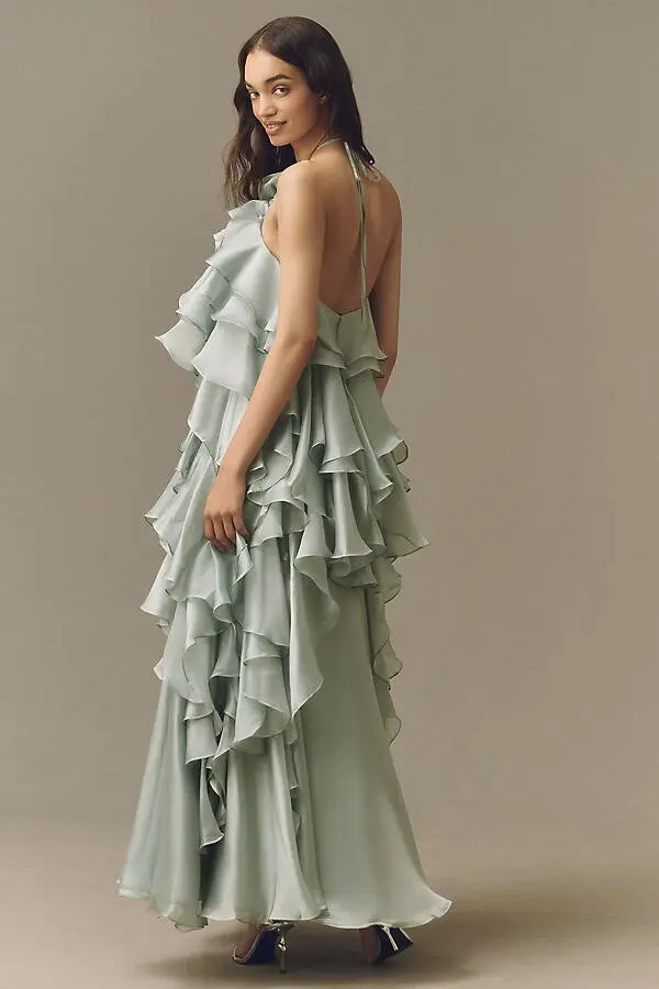 Mac Duggal Trapeze Halter Gown